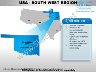 Usa south west region country editable powerpoint maps with states and ...