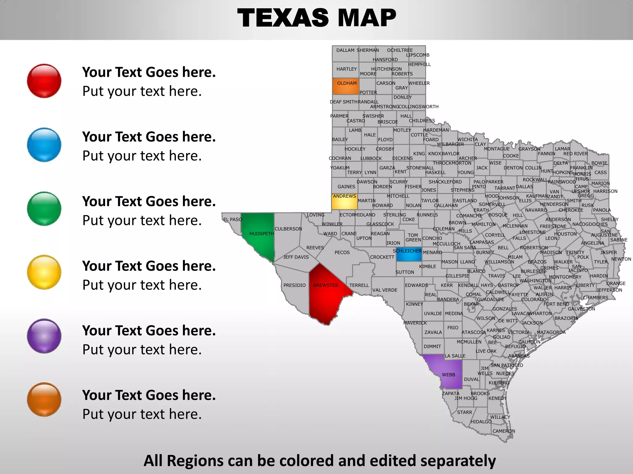 Usa texas state powerpoint county editable ppt maps and templates | PPTX