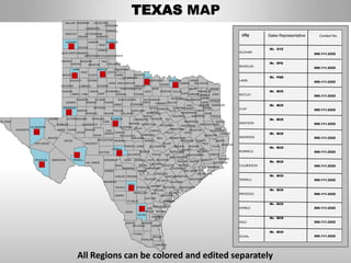 Usa texas state powerpoint county editable ppt maps and templates | PPTX