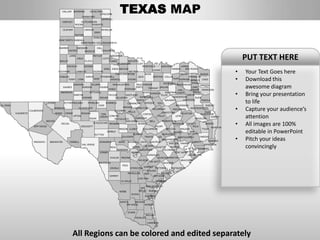 Usa texas state powerpoint county editable ppt maps and templates | PPTX