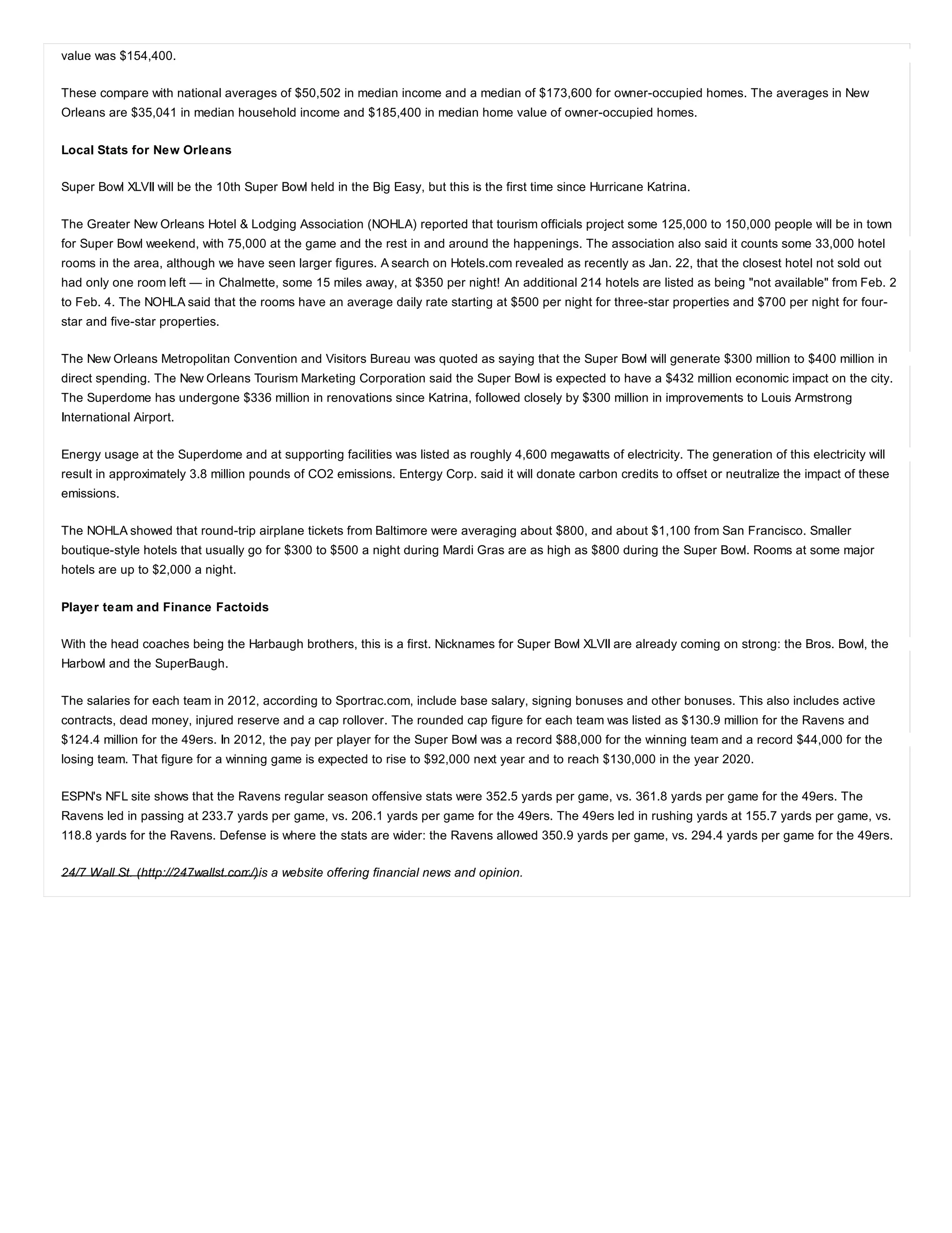 Usa today super bowl xlvii by the numbers | PDF