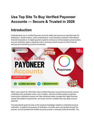 Usa Top Site To Buy Verified Payoneer Accounts — Secure & Trusted in ...