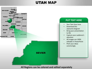 Usa utah state powerpoint county editable ppt maps and templates | PPT