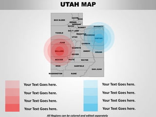Usa utah state powerpoint county editable ppt maps and templates | PPT