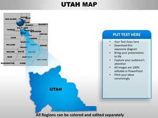 Usa utah state powerpoint county editable ppt maps and templates | PPT