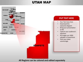 Usa utah state powerpoint county editable ppt maps and templates | PPT