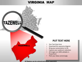 Usa virginia state powerpoint county editable ppt maps and templates | PPT