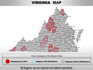Usa virginia state powerpoint county editable ppt maps and templates | PPTX
