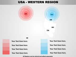 Usa western region country editable powerpoint maps with states and ...