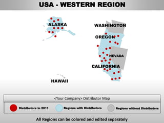Usa western region country editable powerpoint maps with states and ...