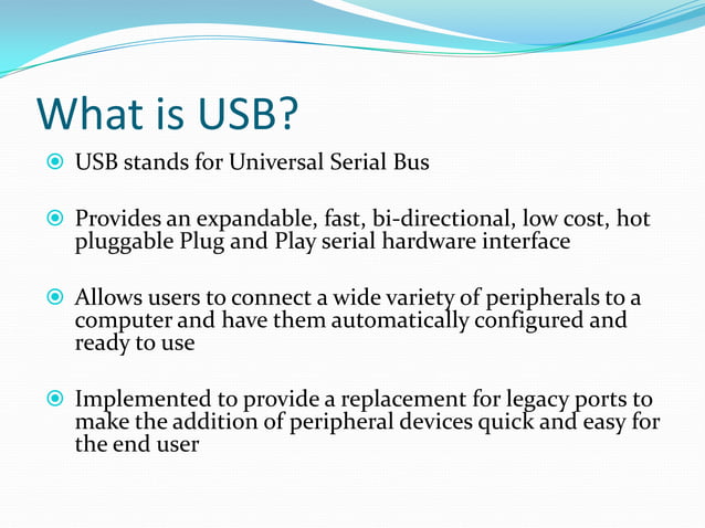 Usb Universal Serial Bus Pptx Computer Peripherals Computing