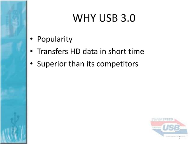USB 2.0 and 3.0 | PPTX | Computer Peripherals | Computing