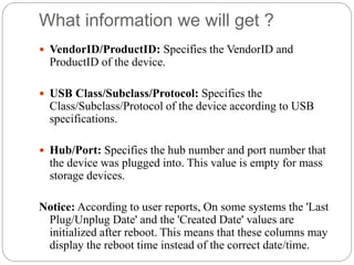 USB FORENSICS.pptx for the purpose of fo | PPTX
