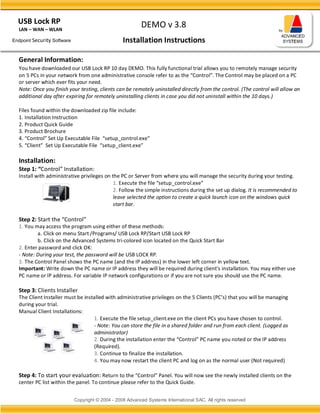 USB Lock RP DEMO installation instructions | PDF