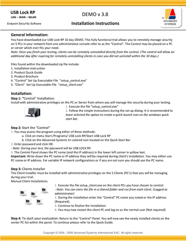 USB Lock RP DEMO installation instructions | PDF