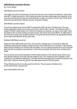 Usb missile launcher the fun never stops | PDF