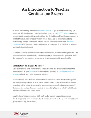 A Guide to Teacher Certification Exams | PDF | Standardized Testing ...