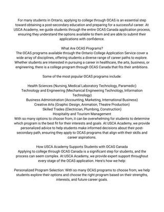 USCA Academy International School: Your Guide to OCAS Programs and ...