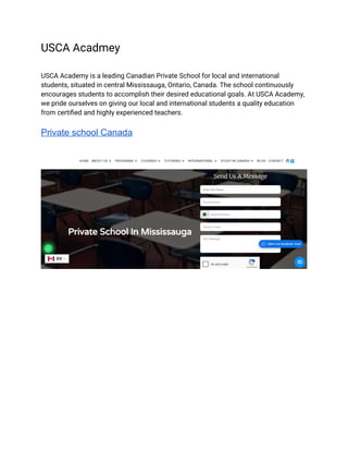 USCA Academy is a leading Canadian Private School for local and ...