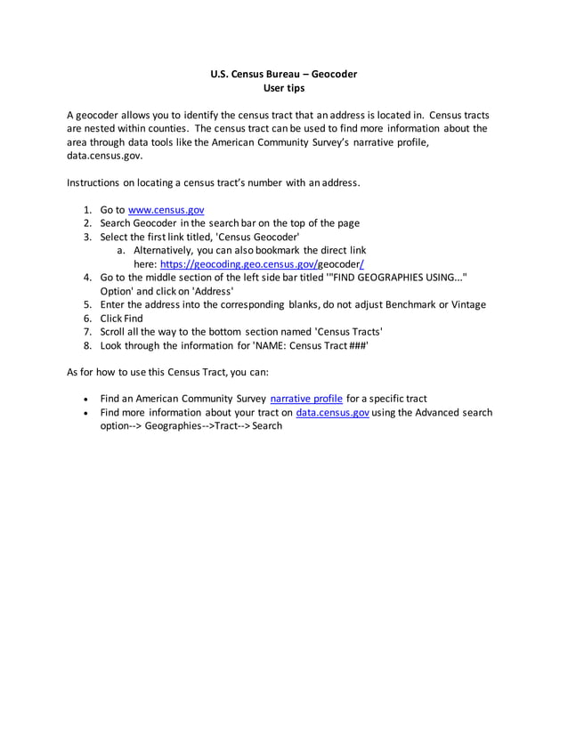 U.S. Census Bureau Geocoder Search | PDF