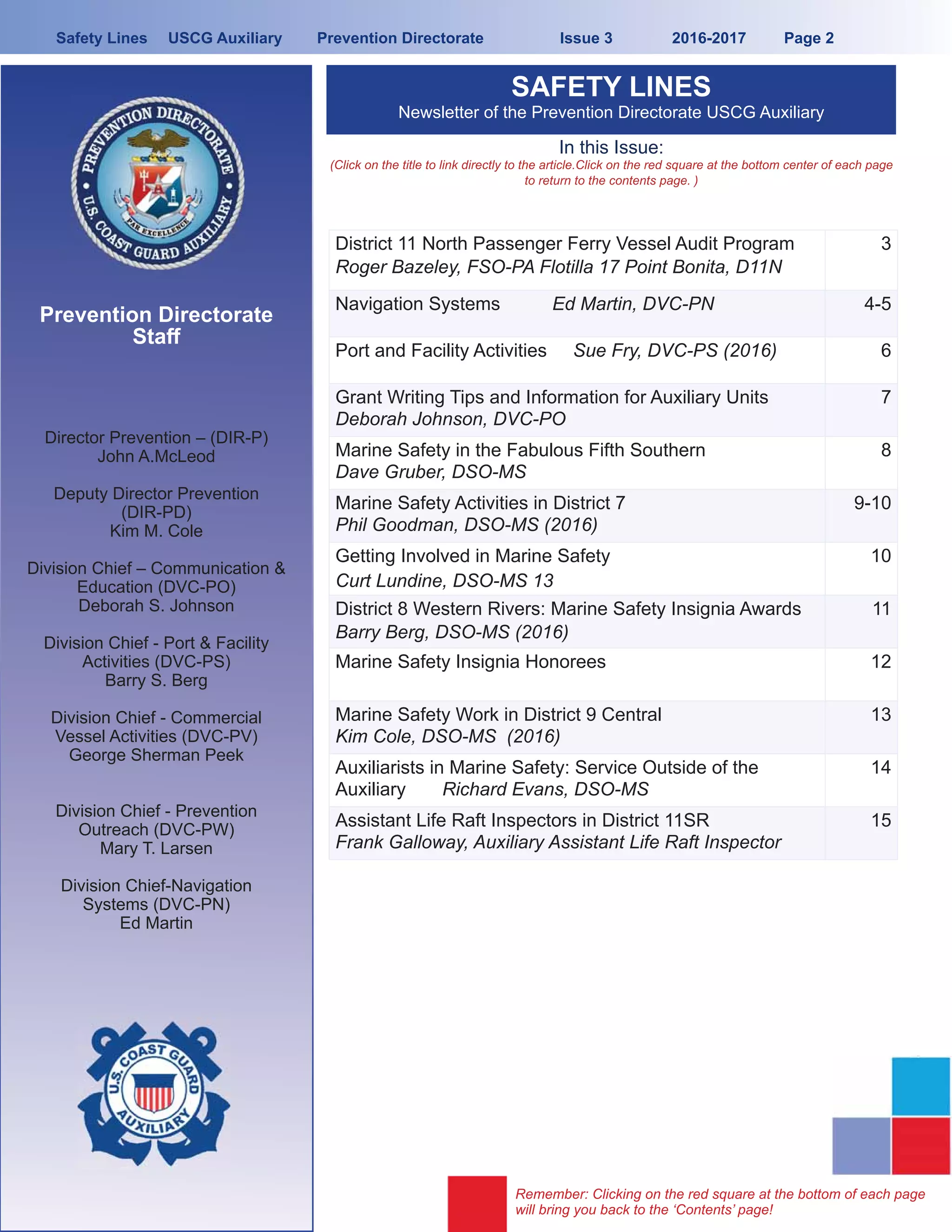 USCG-Auxiliary SAFETY LINES MAGAZINE_winter_2017, Passenger Ferry Audit ...