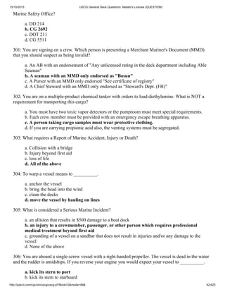Uscg general deck questions master's license (question)` | PDF