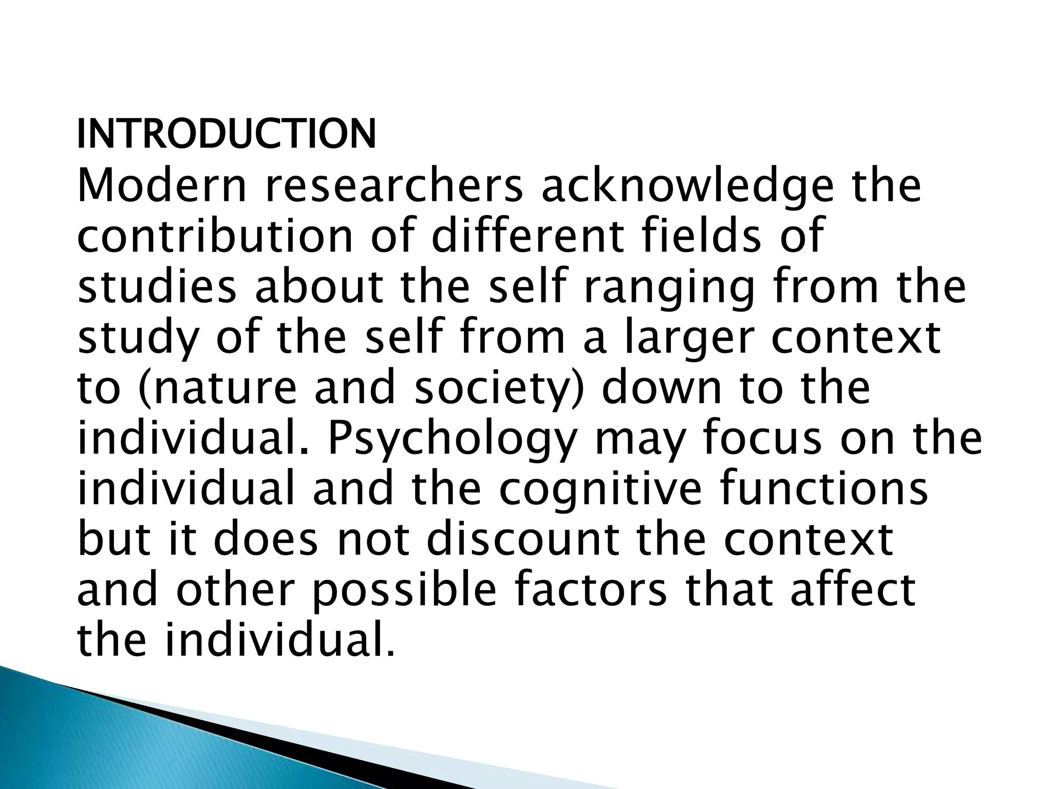 The Self as Cognitive Construct | PPTX