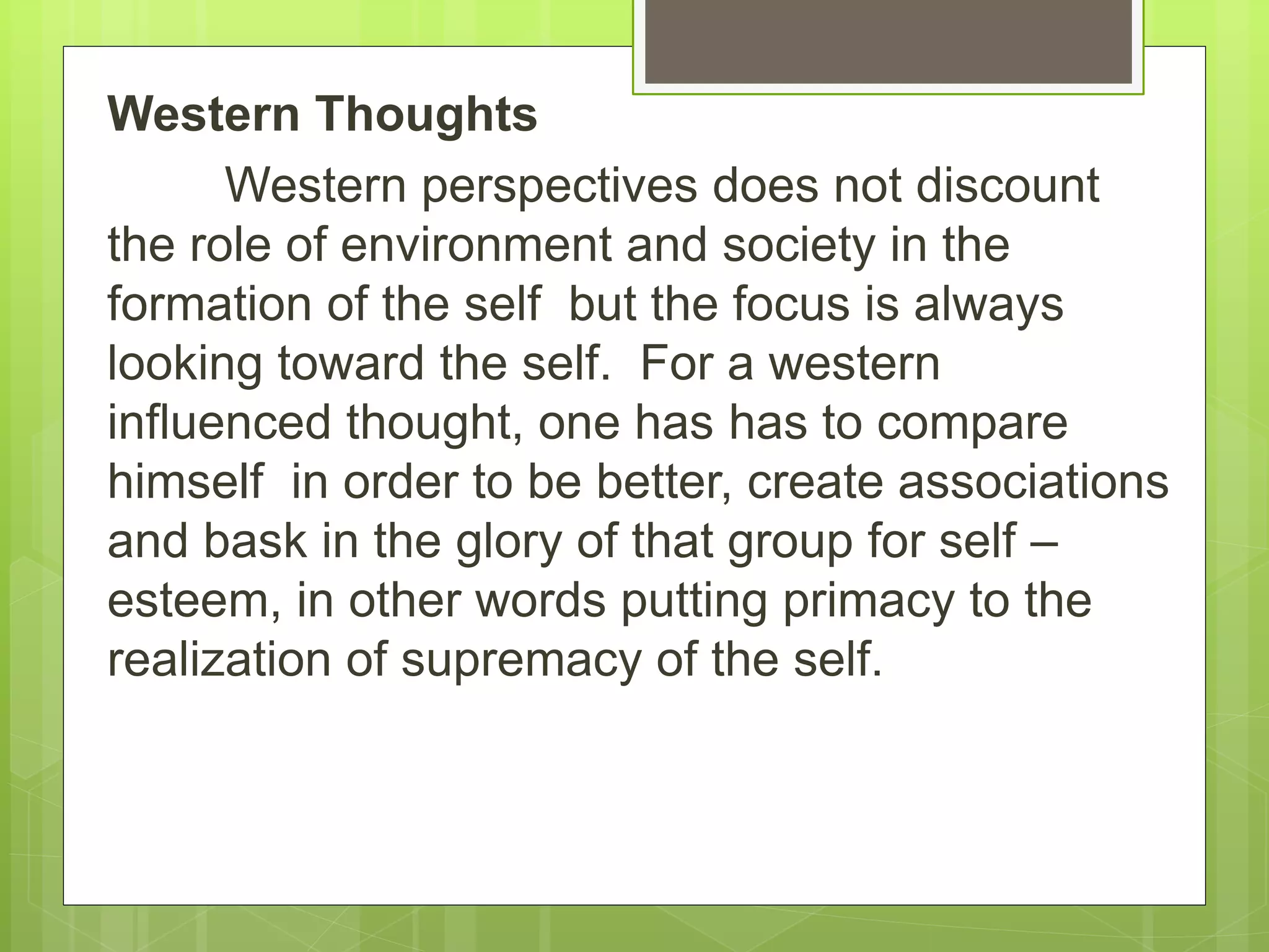 The Self in Western and Eastern Thoughts | PPTX