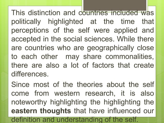The Self in Western and Eastern Thoughts | PPTX