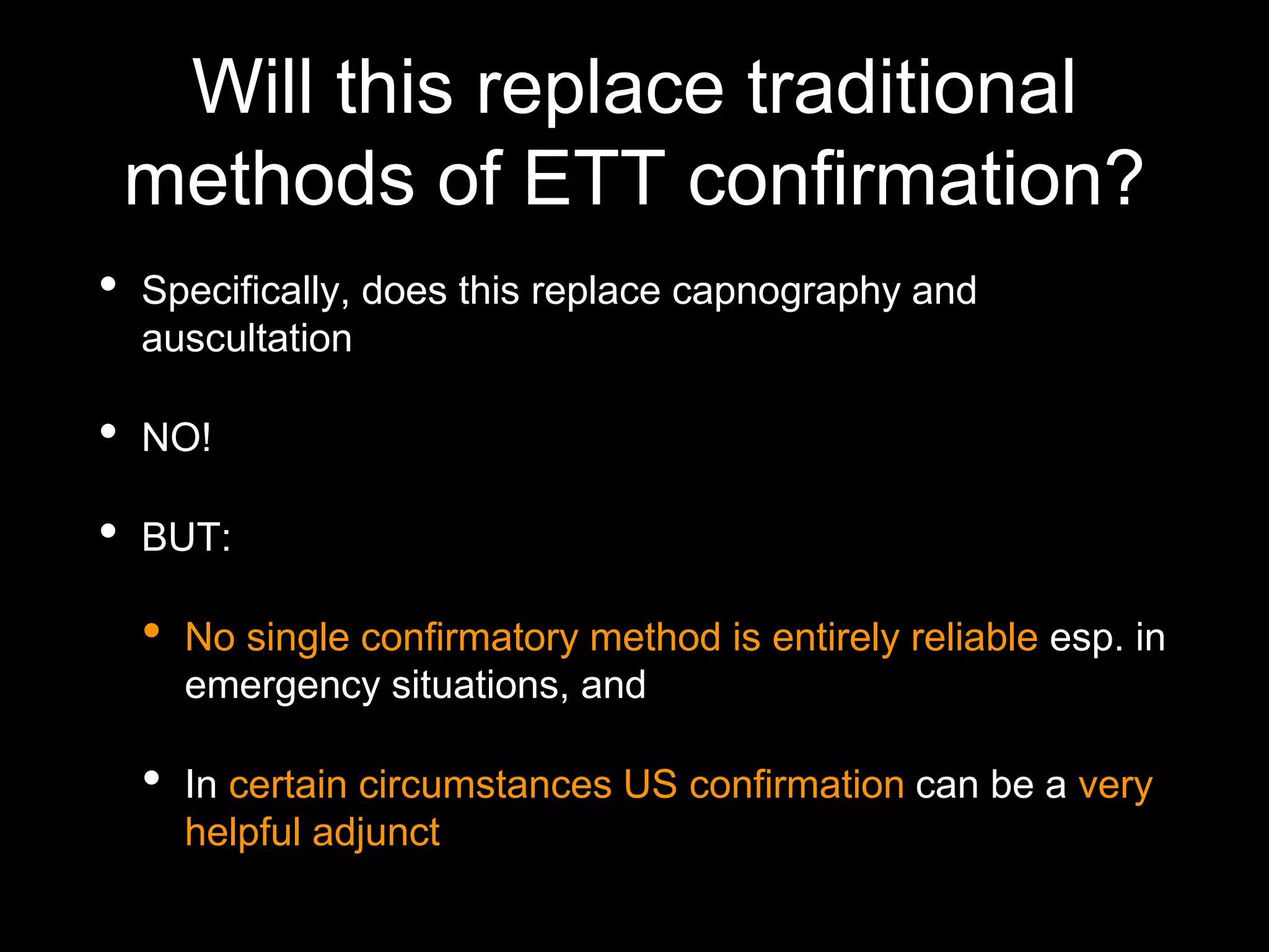 Ultrasound confirmation of ETT placement | PPT