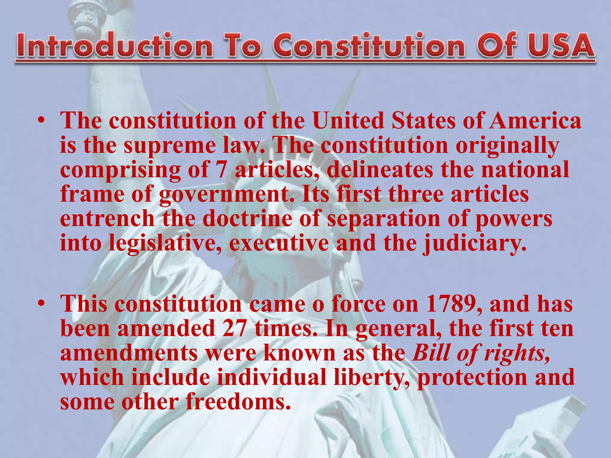 The Constitution Of United States of America | PPTX