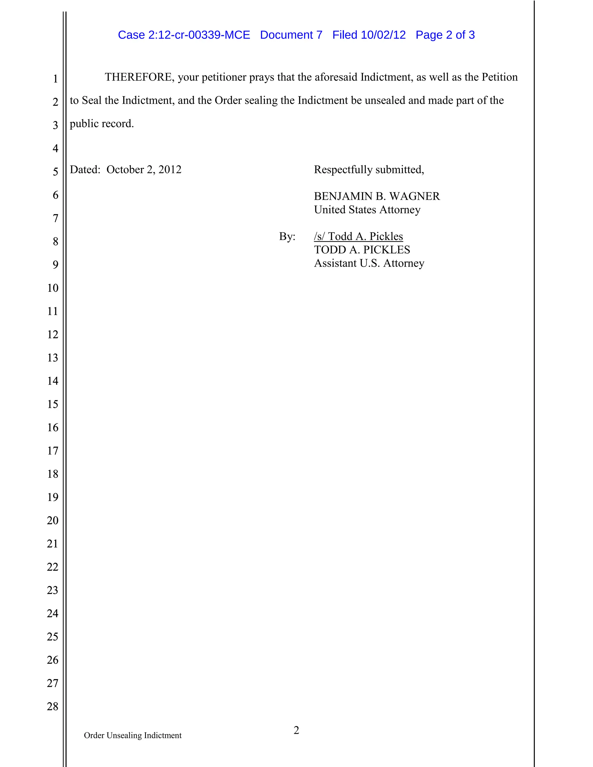 Motion to Unseal Indictment in the Eastern District of California | PDF