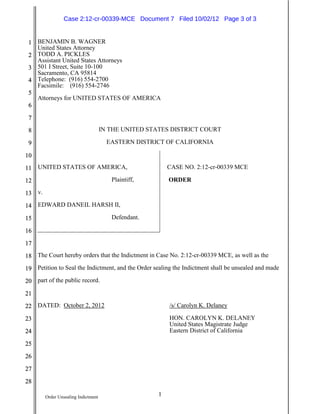 Motion to Unseal Indictment in the Eastern District of California | PDF