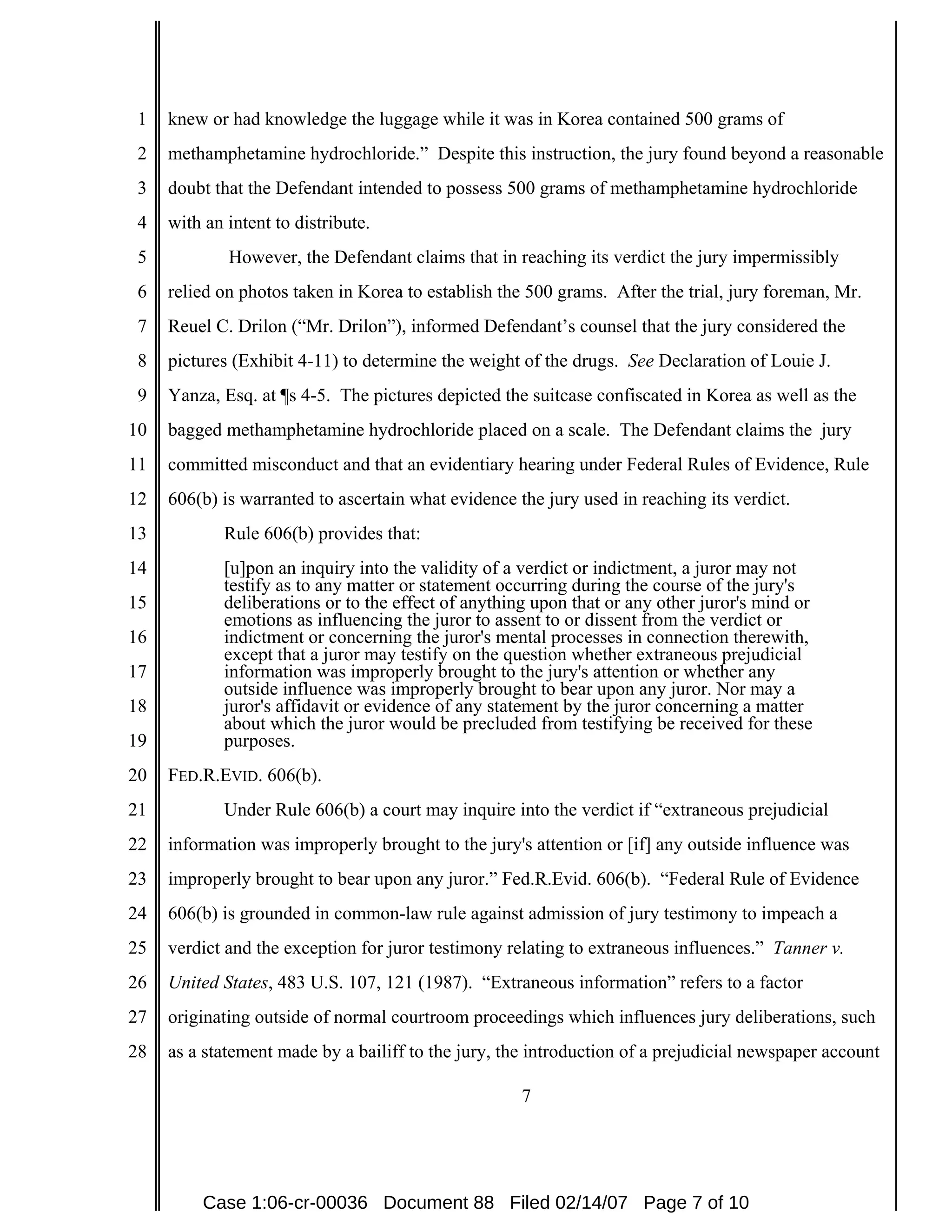 Order on Rule 29 Motion in Federal Court | PDF