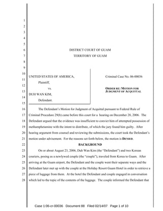 Order on Rule 29 Motion in Federal Court | PDF