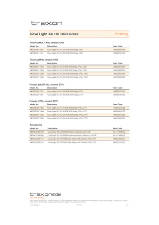 Traxon Cove Light AC HO RGB Graze Specification | PDF