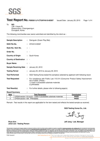 Us cpsia(consumer product safety improvement act) report | PDF