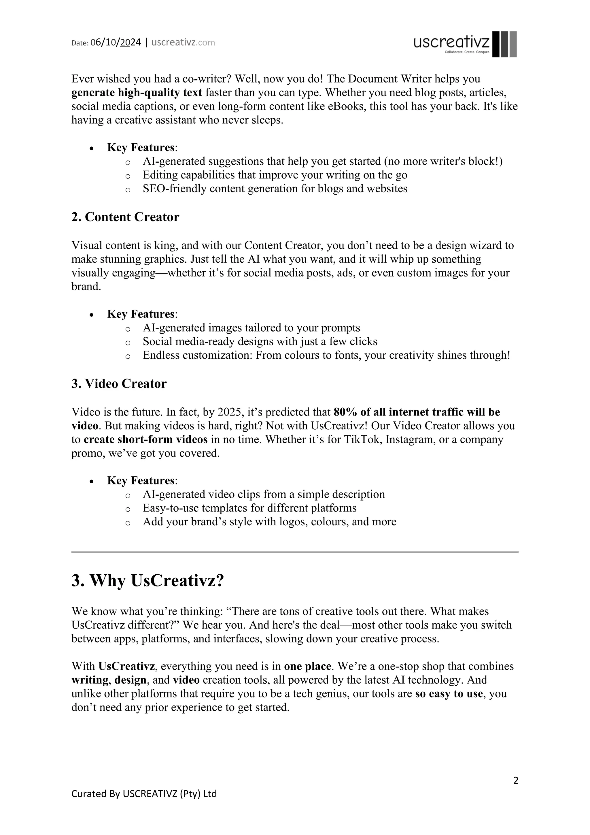 UsCreativz Whitepaper (v1) | Collaborate, Create, Conquer | PDF