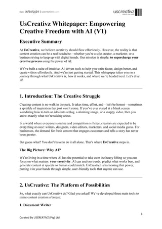 UsCreativz Whitepaper (v1) | Collaborate, Create, Conquer | PDF
