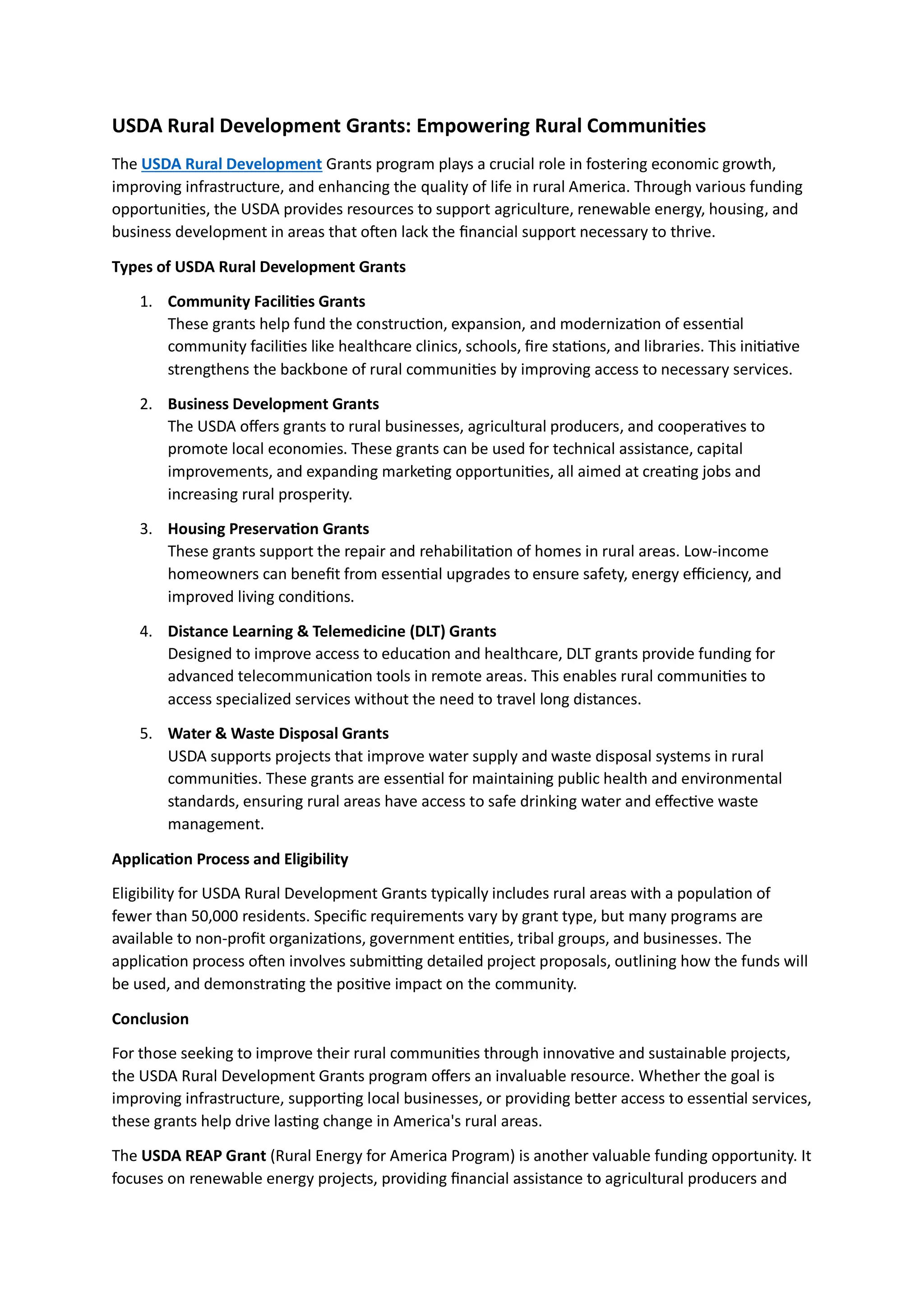 USDA Rural Development Grants: Empowering Rural Communities | PDF