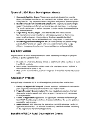 Exploring USDA Rural Development Grants for Community Growth | PDF