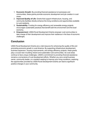 Exploring USDA Rural Development Grants for Community Growth | PDF