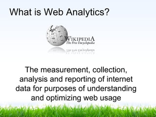 Intro to Web Analytics | PPT | Web Development | Internet