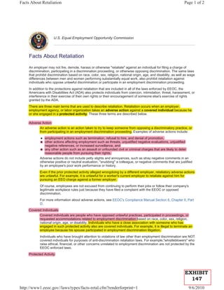 Us department of labor eeoc (facts aboutretaliation) | PDF