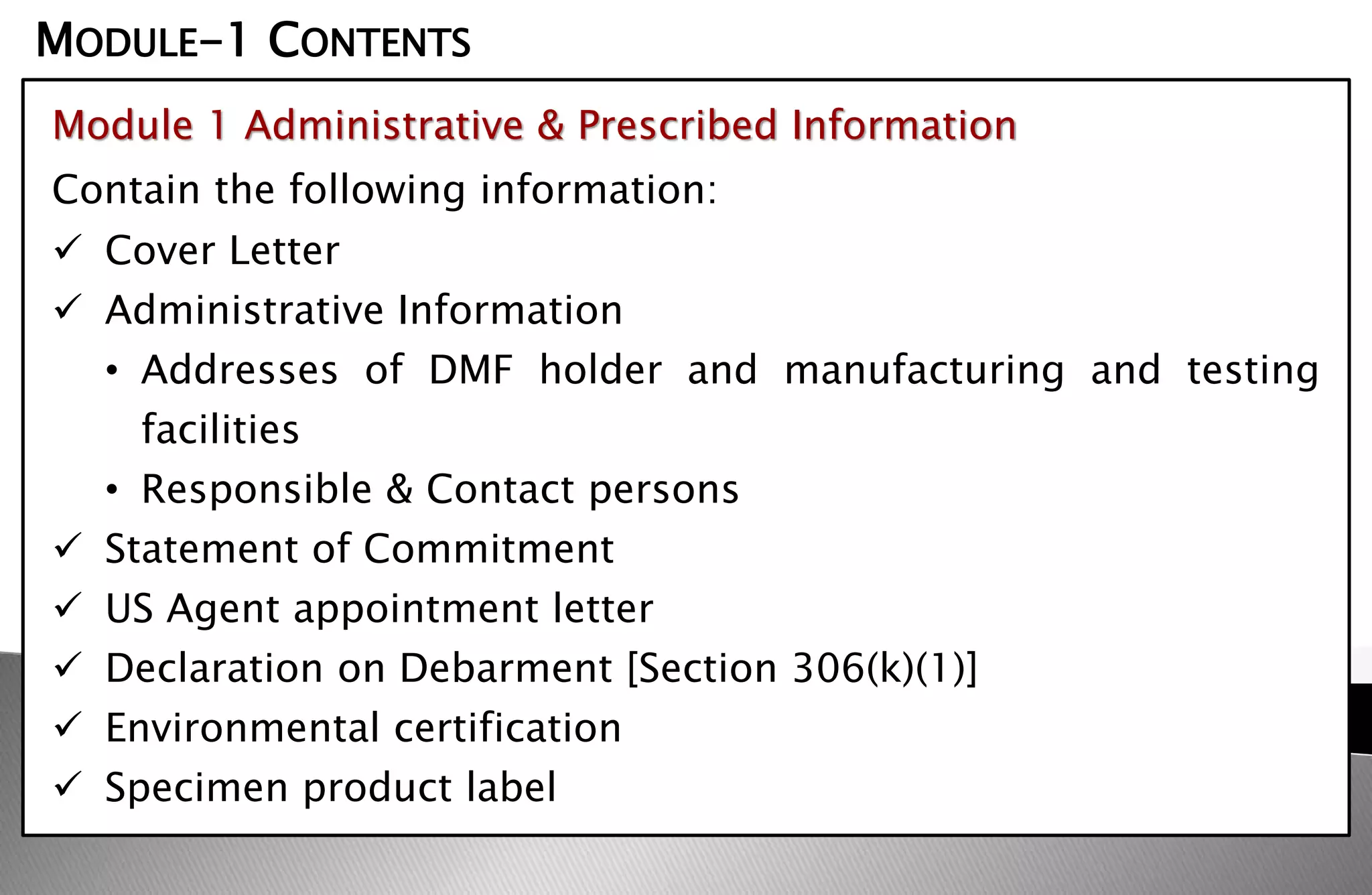 US DMF Preparation and submission | PPTX