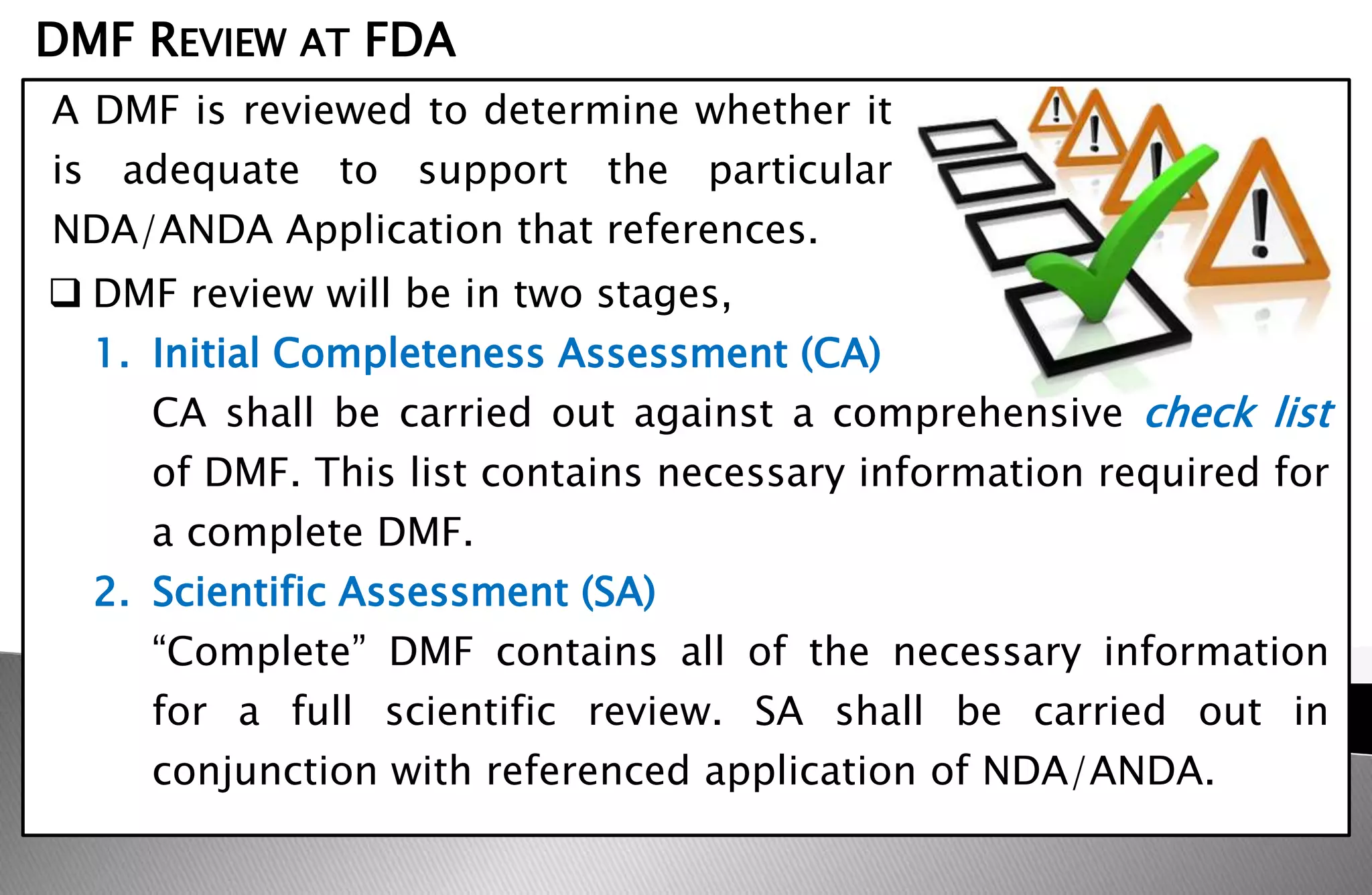 US DMF Preparation and submission | PPTX