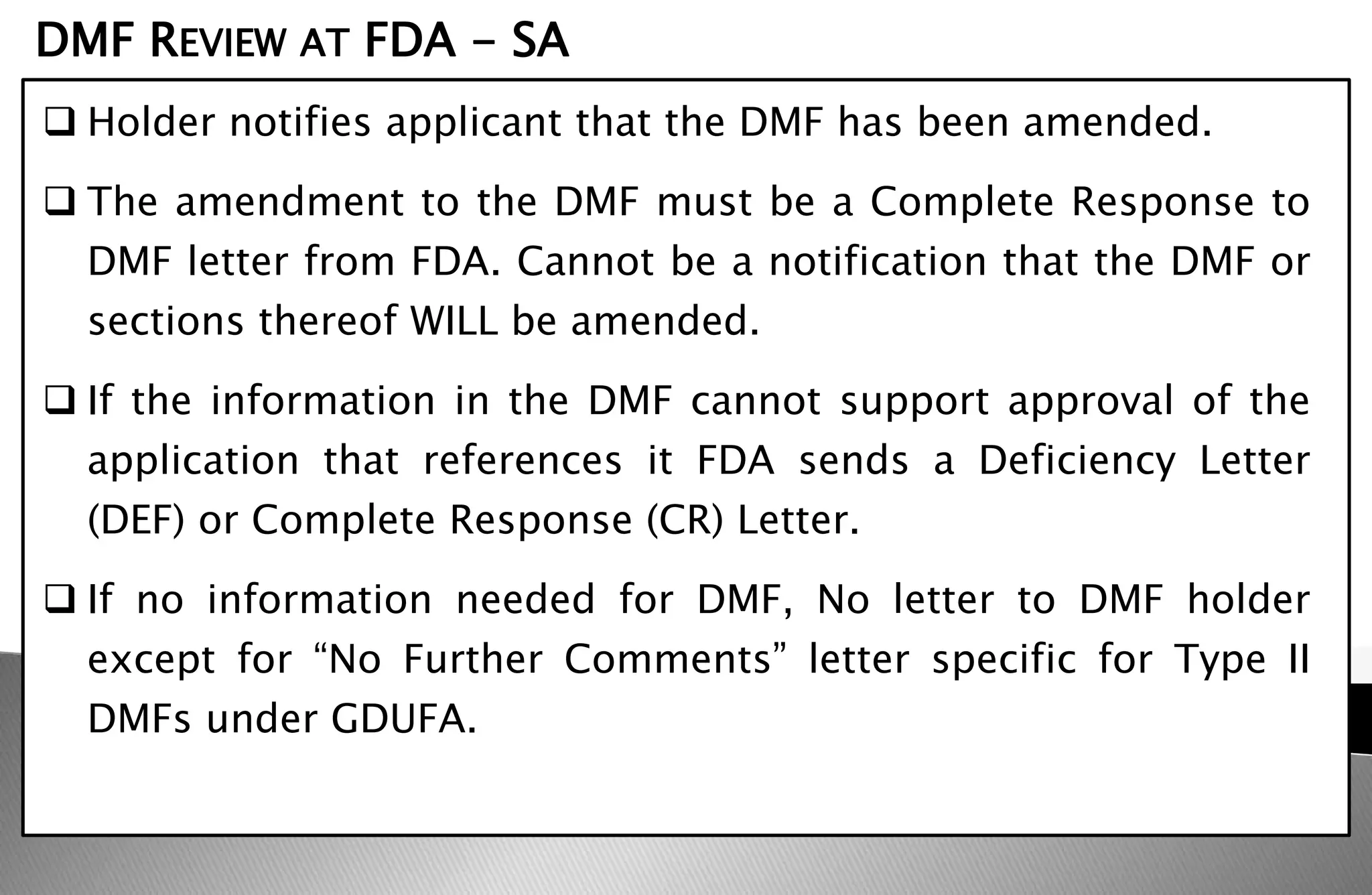 US DMF Preparation and submission | PPTX