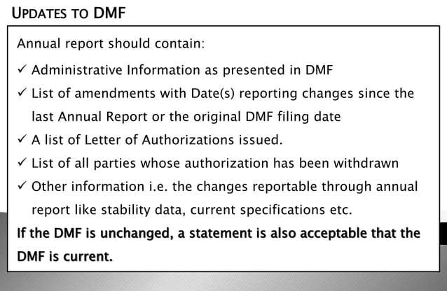 US DMF Preparation and submission | PPTX