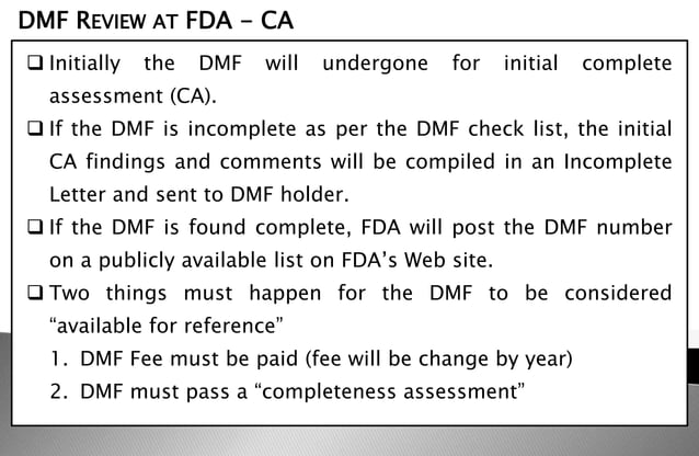 US DMF Preparation and submission | PPTX