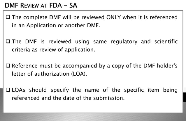 US DMF Preparation and submission | PPTX